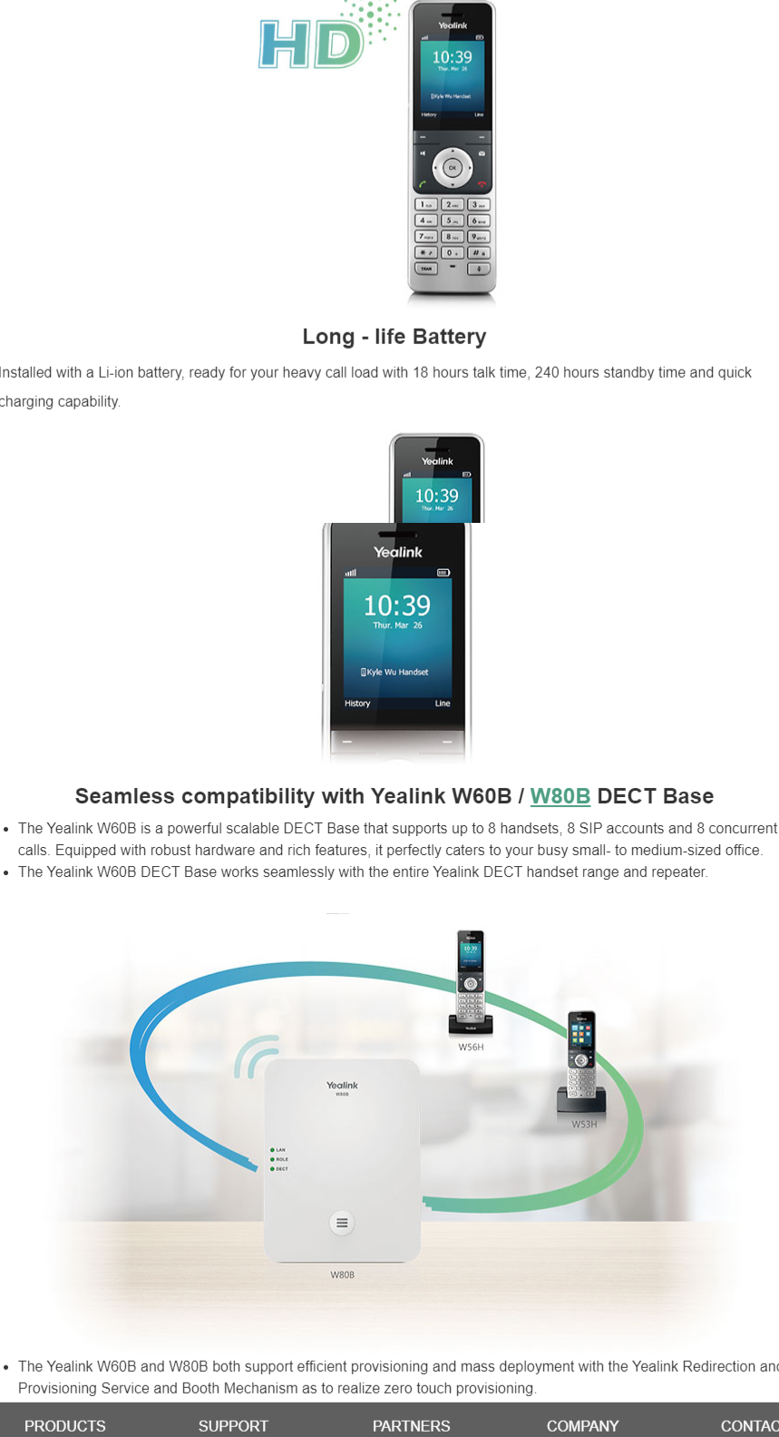 Yealink W56H - Sip Dect Ip Phone Handset W56H