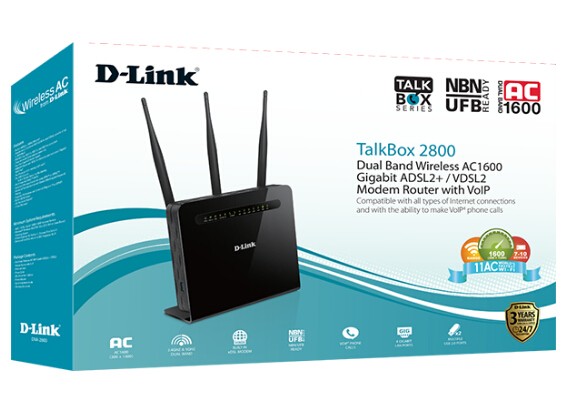D-link Dva-2800 Talkbox2800 Dual Band Wireless Ac1600 Gigabit Adsl2 ...