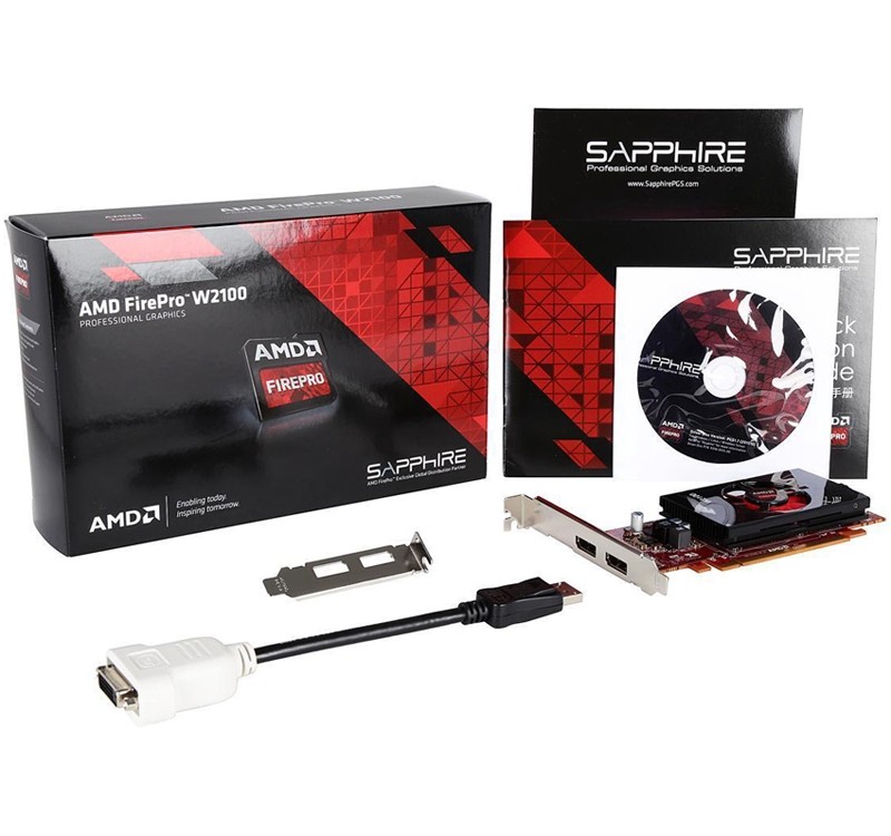 AMD FirePro W2100 Professional Graphics, PCIE, LP 2GB, 2H (2xDP ...