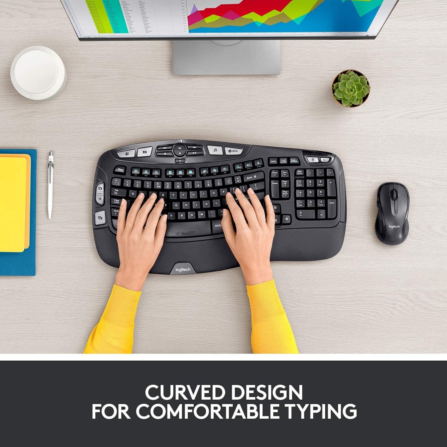 Logitech MK550 Wireless Wave Keyboard and Laser Mouse Combo 920-002555