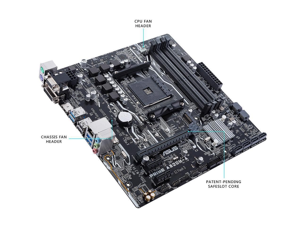Asus Amd A320 Chipset Am4 Socket For Ryzen 4 X Dimms Max. 64gb Multi ...
