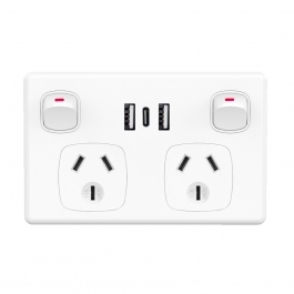 4C | Deluxe Double Power Point 240V 10A with 5V 2 x 2.4A and 3A Type C ...