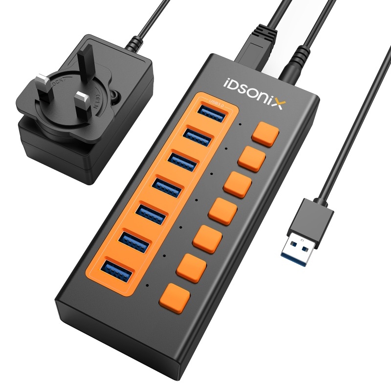 IDSONIX 7-PORT USB3.0 INDEPENDENT SWITCH HUB - BLACK IDSONIX-DBU3-7A-BK-BP IDSONIX 7-PORT USB3.0 INDEPENDENT SWITCH HUB - BLACK IDSONIX-DBU3-7A-BK-BP