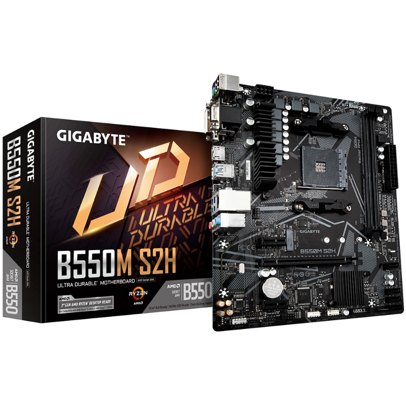 GIGABYTE B550M S2H MB 2xDDR4 4xSATA 1xM 2 USB3 2 Gen1 UATX 3YR GA