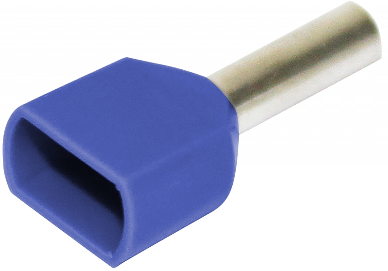 Twin Bootlace Ferrule Blue 2 x 0.75mm² - 100 Pack 022.010.0113