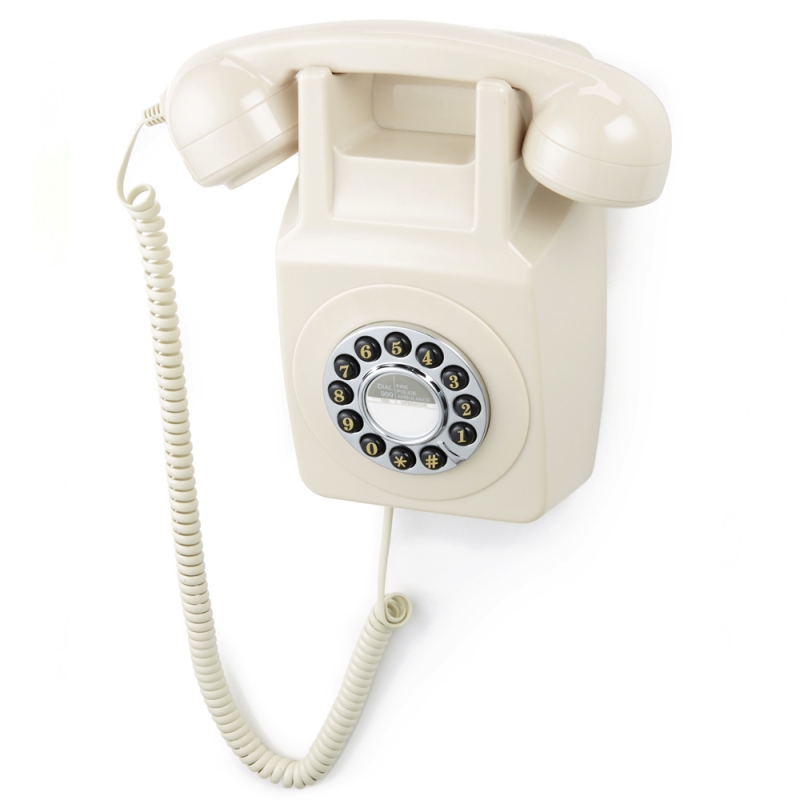 GPO 746 WALL MOUNTED PUSH BUTTON TELEPHONE - IVORY GPO-746WMPB-IVY