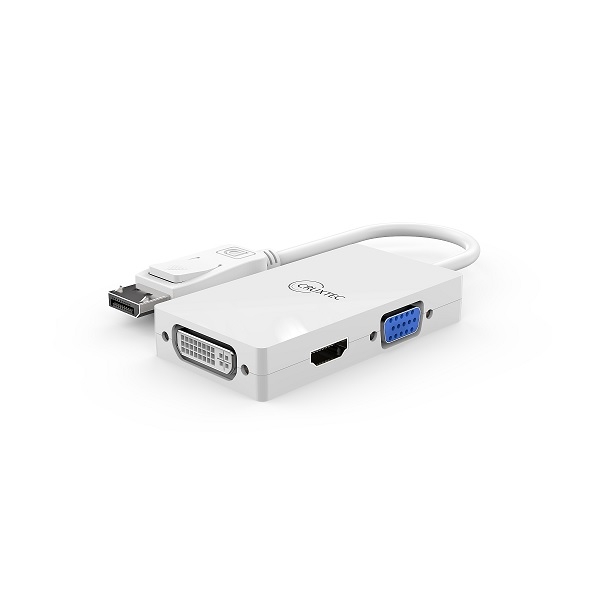 Cruxtec White DisplayPort to HDMI/DVI/VGA Adapter CXT-DT3HDV-WH