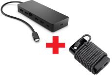HP Universal USB-C Multiport Hub (Support Dual 4K Displays) -50H55AA- + HP 65W AC Type C Adapter ...