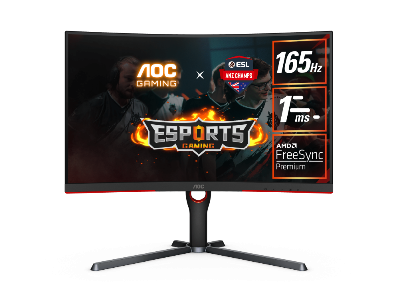 AOC 27" (16:9) CURVE QHD LED, 1MS, 165HZ, FREESYNC, 1000R, HDMI(2), DP ...