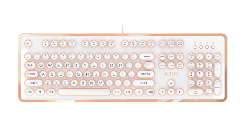 Azio Mk Retro Typewriter Inspired Mechanical Keyboard In White Mk-retro-02