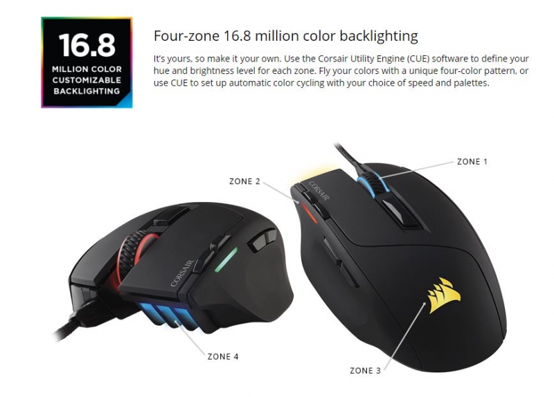 Corsair Sabre Rgb Gaming Mouse 1000 Dpi. 8 Programmable Buttons Ch ...