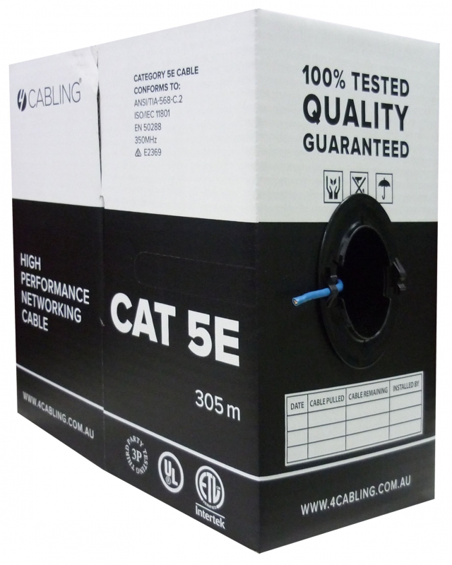 4cabling Cat 5E LAN Ethernet Cable with Solid Conductors 305m Pull Box ...