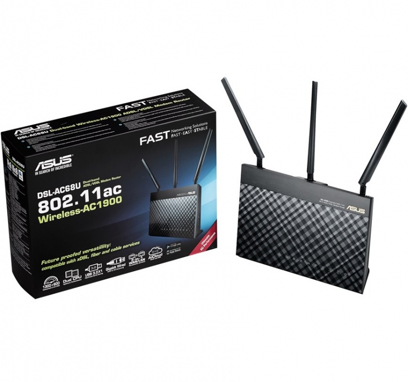 Asus Dsl-ac68u Dual-band Wireless-ac1900 Gigabit Adsl/ Vdsl Modem ...