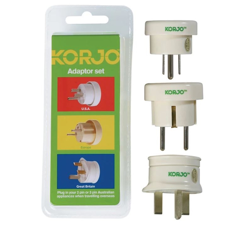 Korjo Adaptor Set, Set of 3 Travel Adapters