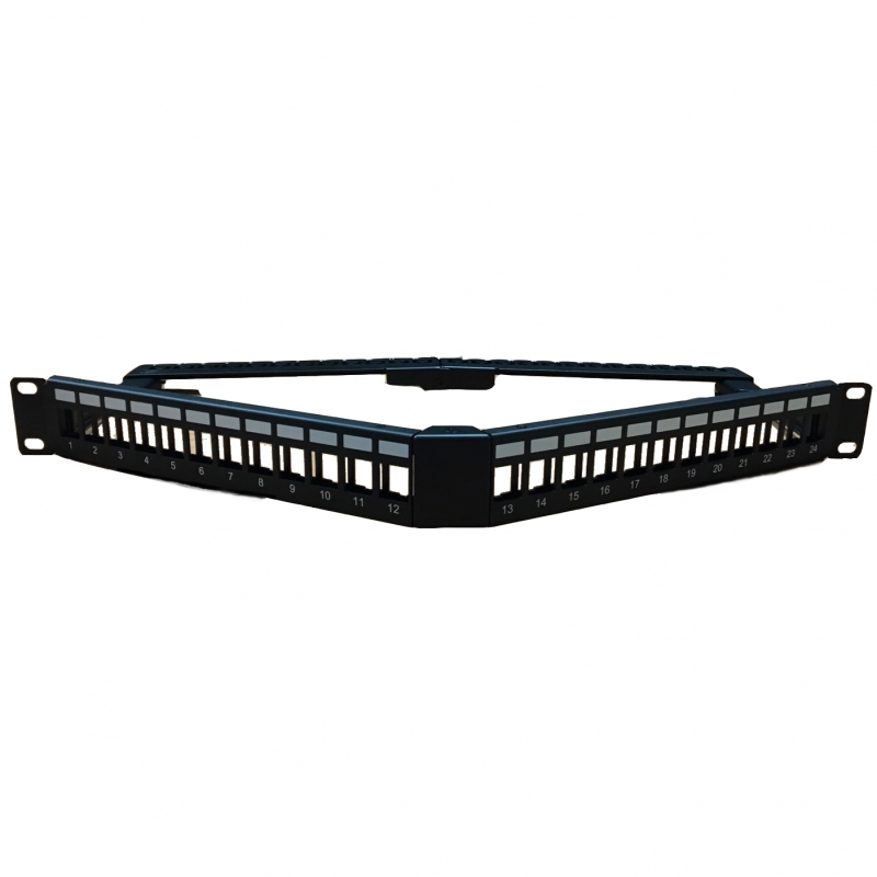 4cabling 1ru 24 Port Utp Angled 'v' Style Patch Panel - Unloaded