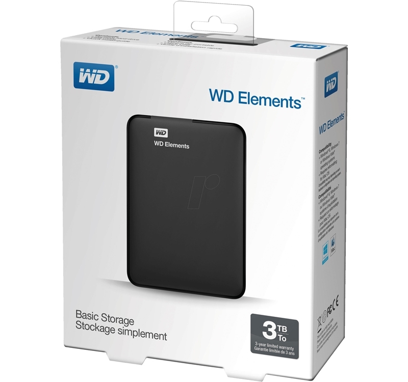 Western Digital Elements 3TB Portable 2.5" External USB3.0 Hard Drive WDBU6Y0030BBK