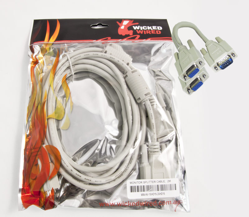 Wicked Wired 2m Filtered Hd15 15pin Vga Input To Dual Hd15 15pin Vga ...