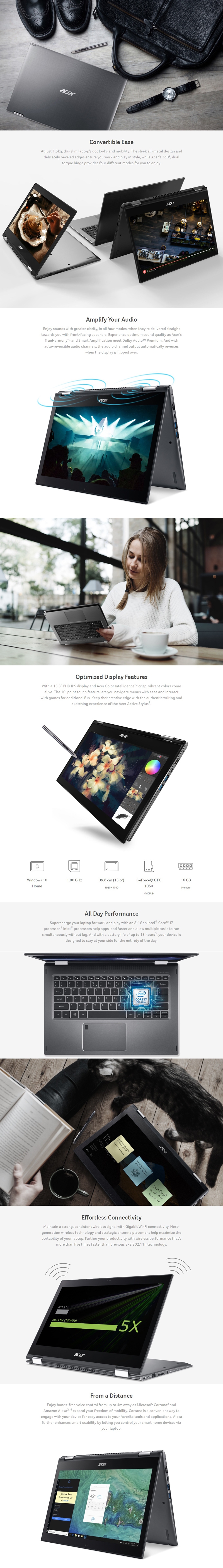 Acer Spin 5 I5-8250u 13.3"fhd Ips Multi-touch Lcd(1920x1080) Flip ...