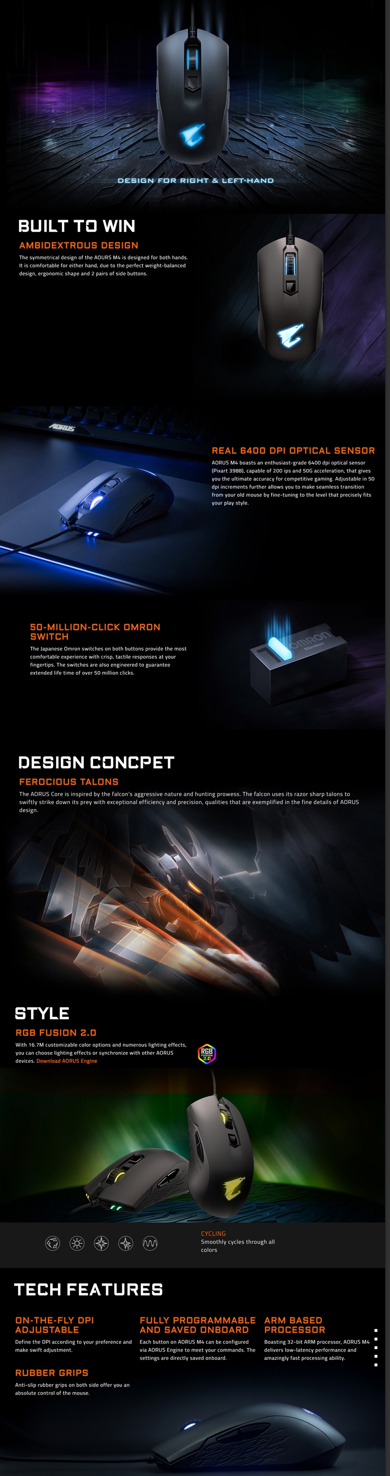 Gigabyte Aorus M4 Gaming Optical Mouse 6400 Dpi Rgb Light 2Yr Wty Gm ...