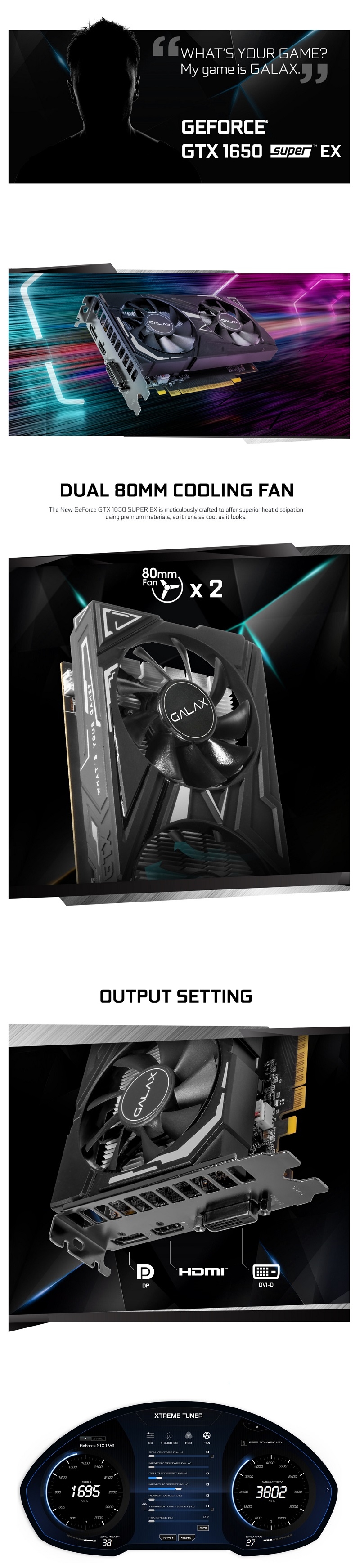 GALAX GeForce® GTX 1650 Super EX (GTX1650S-EX-1-CLICK-OC)