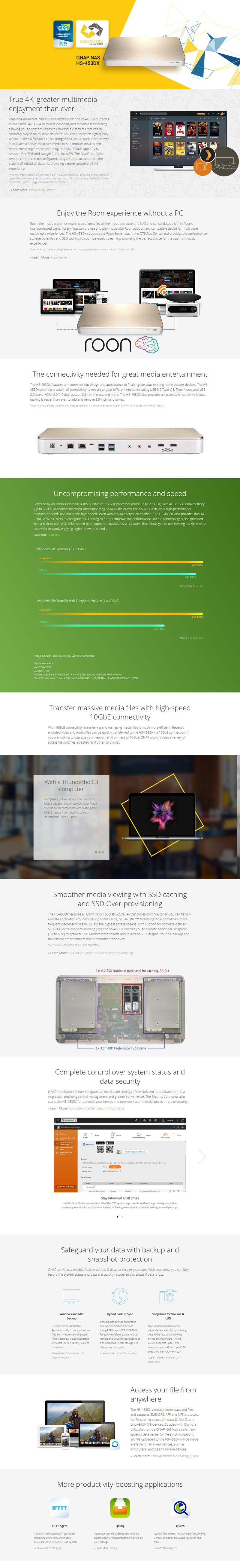 Qnap Hs-453dx-4g 2 Bay Nas(no Disk) Cel J4105 4gb 10gbe(1) Gbe(1) M.2(2 ...