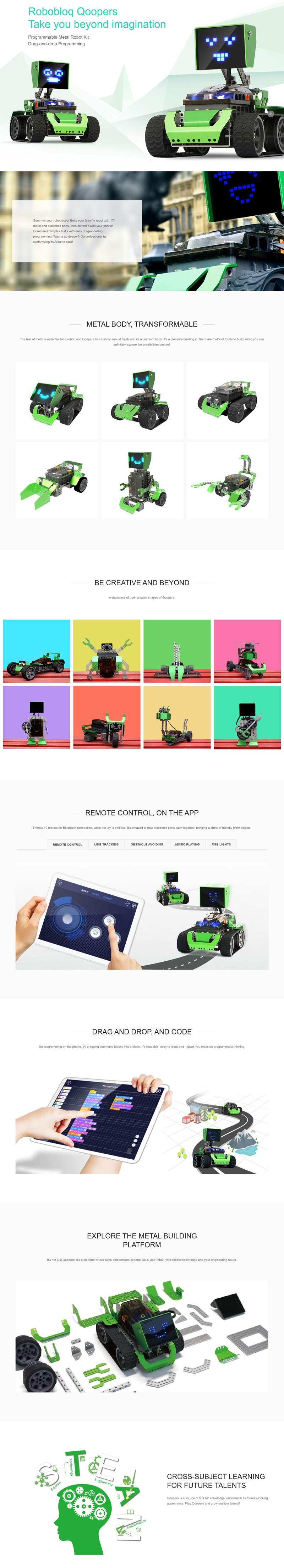 Robobloq Qoopers 6 In 1 Robot Kit RB-10110102, STEM Education, Drag ...