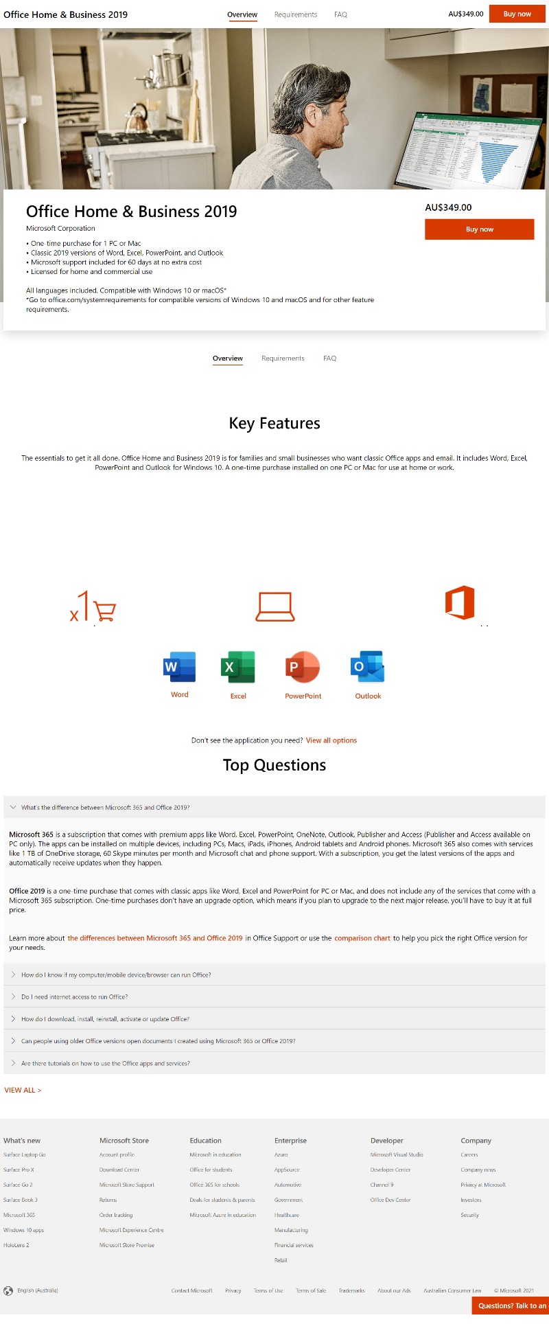 Microsoft Office Home & Business 2019 Retail Box Medialess, Product Key ...