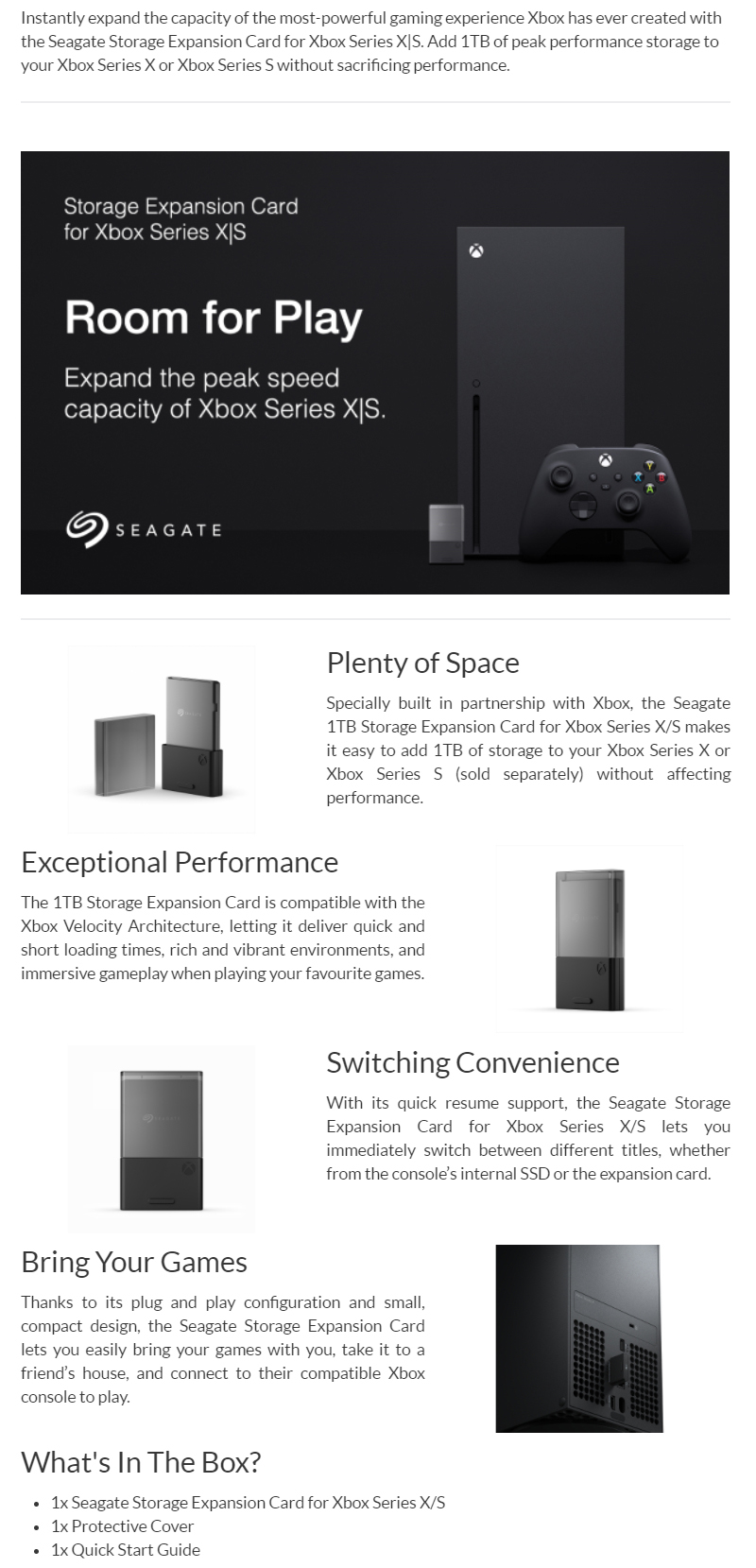 Seagate 1TB Storage Expansion Card for Xbox Series X and S Solid State ...