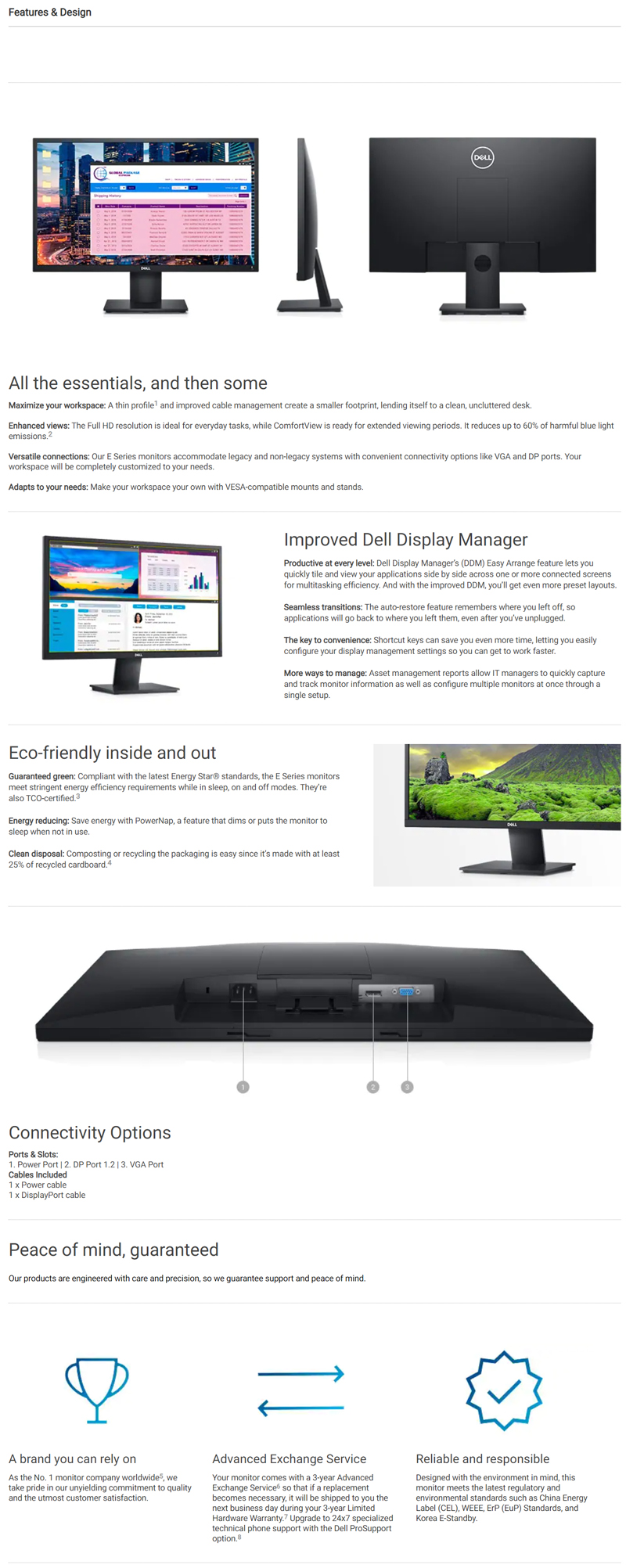 Dell E2420H 23.8" 16:9 Full HD IPS 1920x1080, 60HZ LED, 8ms, VGA, DP ...